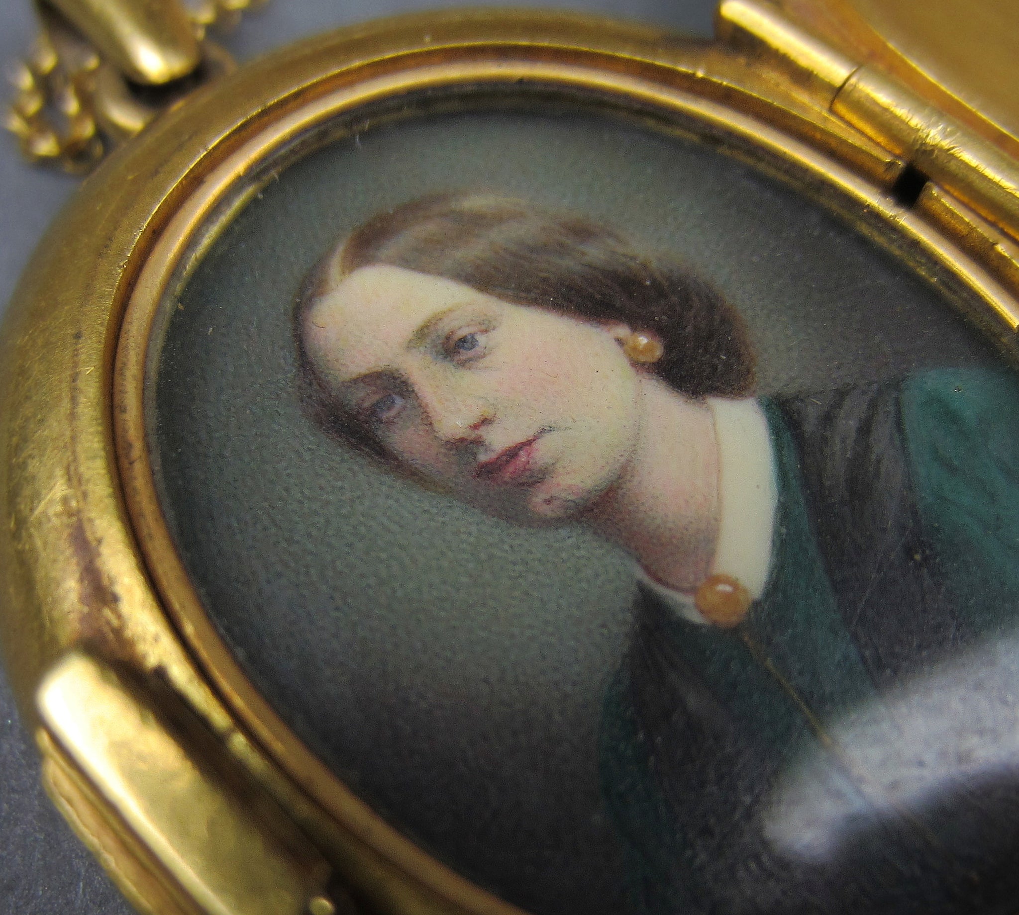Victorian Buckle Locket with Hand-Painted Portrait Miniature 18k c. 18 ...