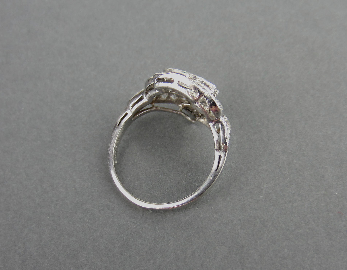 SOLD-Art Deco Triangular Step Cut and Marquise Cut Diamond Ring Platin ...