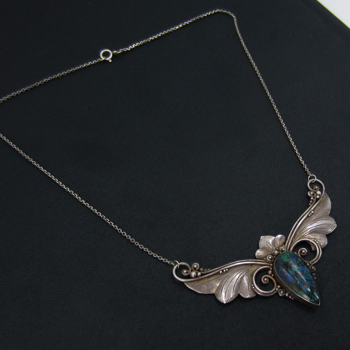 Vintage Art Nouveau Style Azurmalachite Necklace Sterling c. 1970 ...