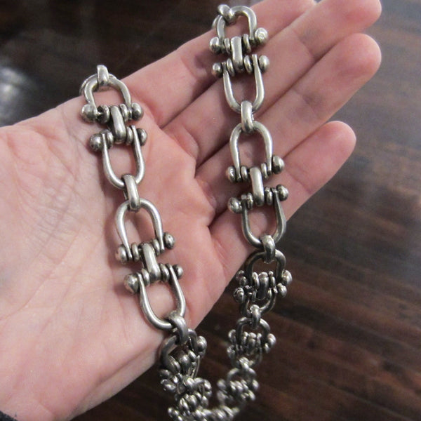 SOLD--Awesome, Heavy Horse Bit Link Chain Sterling, Mexico c. 1990 ...