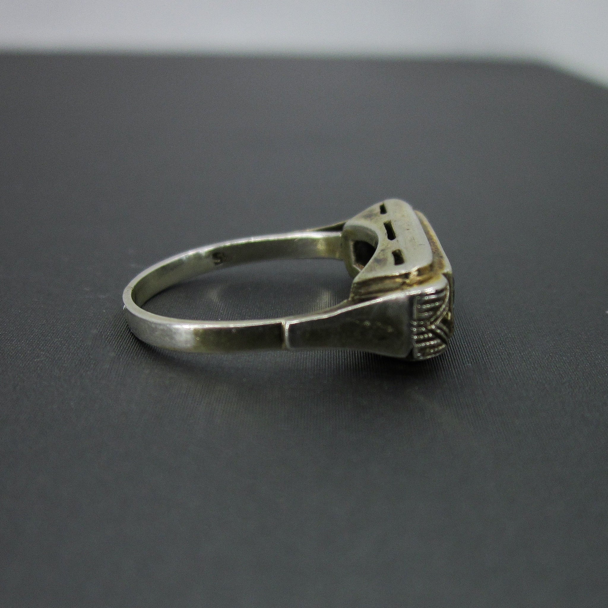 SOLD-Art Deco Square Cut Synthetic Spinel Ring Gilt 835 Silver c. 1930 ...