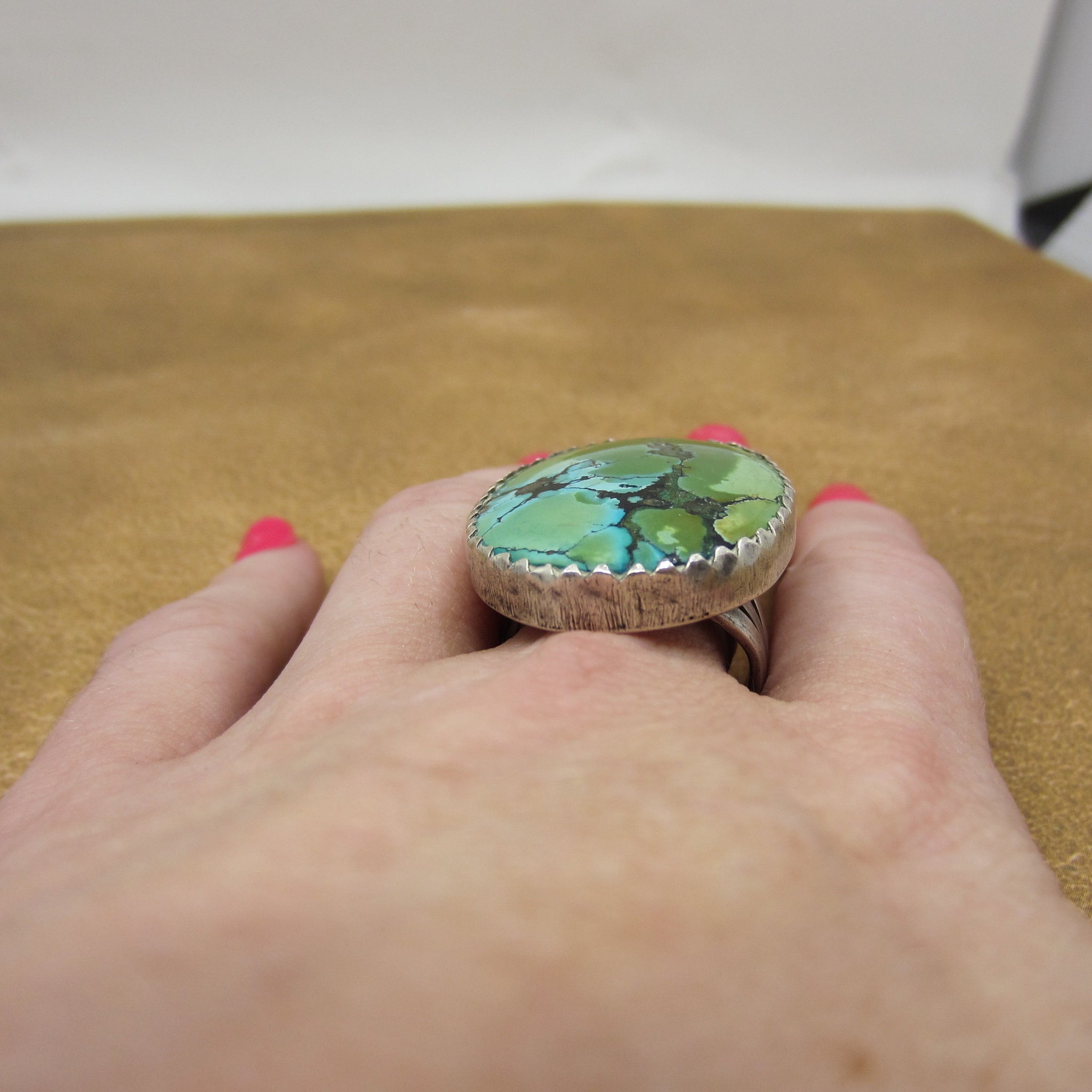 Incredible Huge Turquoise Ring Sterling, John Renner c. 1980 – Bavier Brook