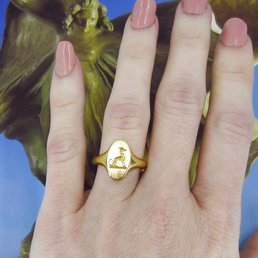 SOLD--Victorian Dog Signet Ring 18k c. 1880 – Bavier Brook
