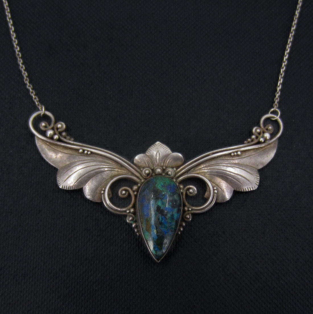 Vintage Art Nouveau Style Azurmalachite Necklace Sterling c. 1970 ...