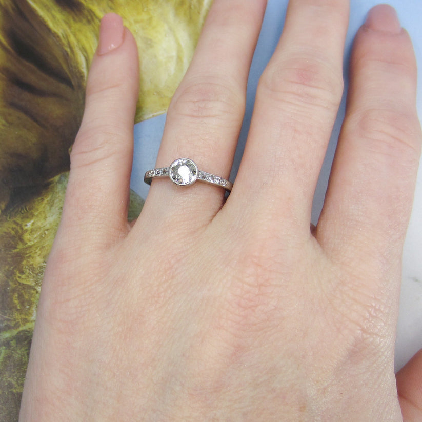 Art Déco Bezel Set .52ct Old European Diamond Engagement Ring 14k c. 1 – Bavier Brook Antique ...
