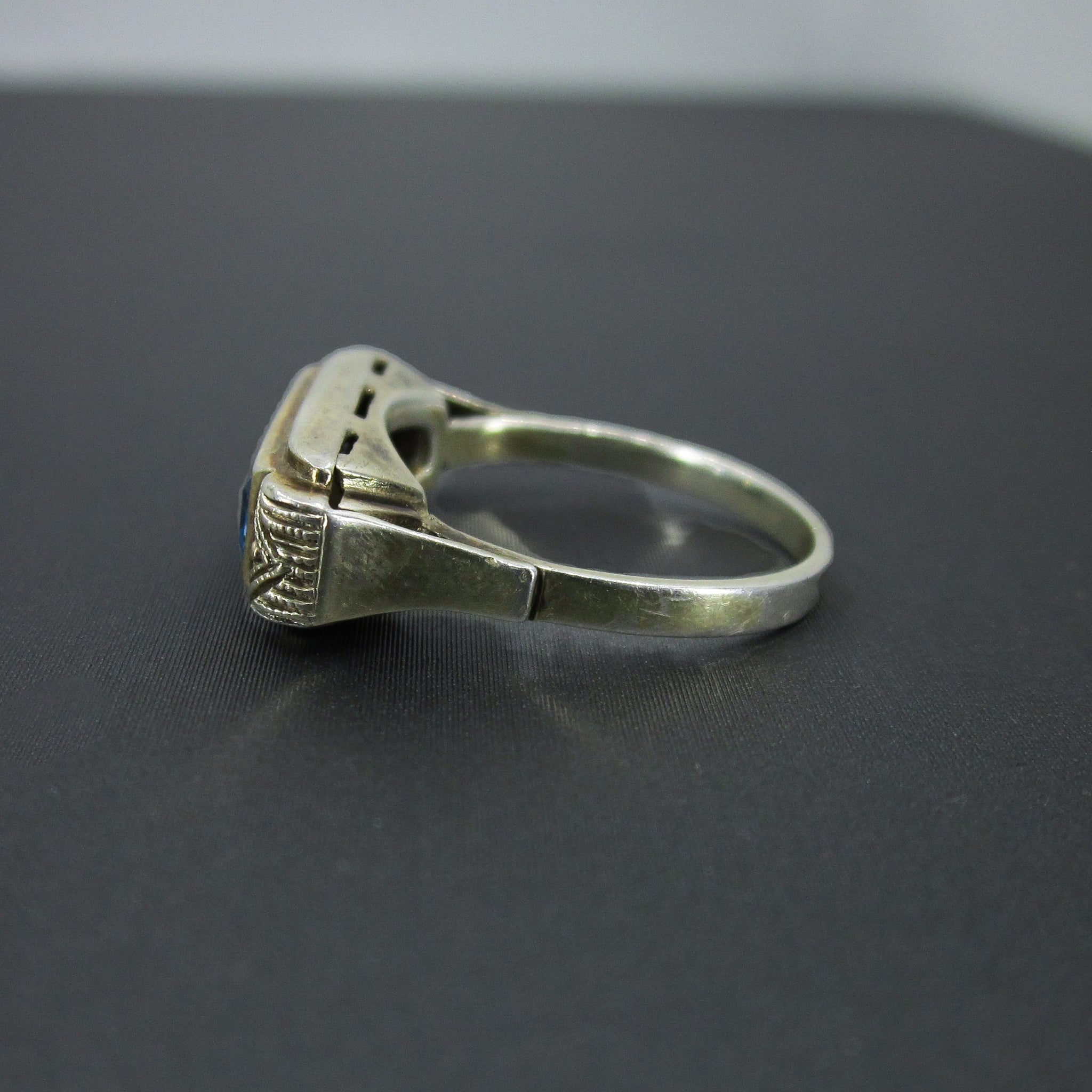 SOLD-Art Deco Square Cut Synthetic Spinel Ring Gilt 835 Silver c. 1930 ...