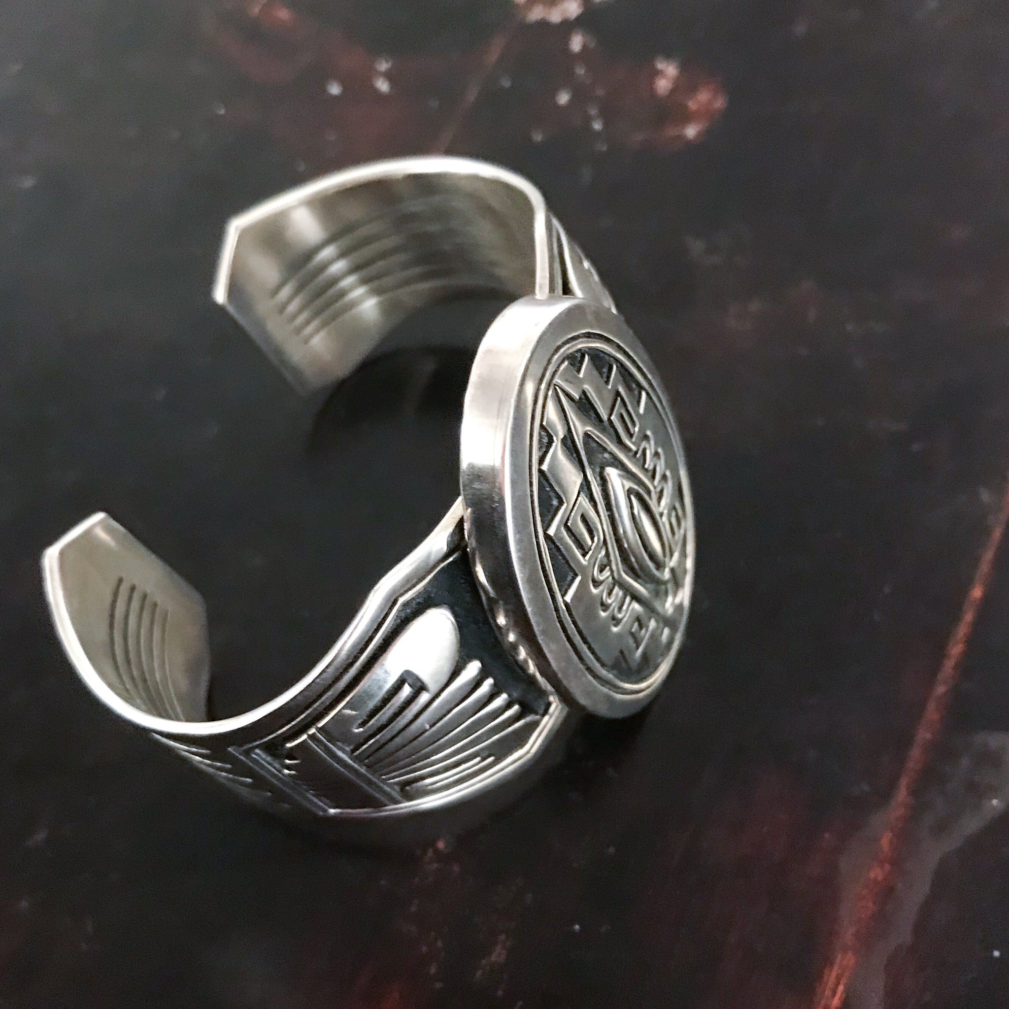 SOLD--Fantastic Vintage Large Cuff Sterling, Steven J Begay, Navajo c ...