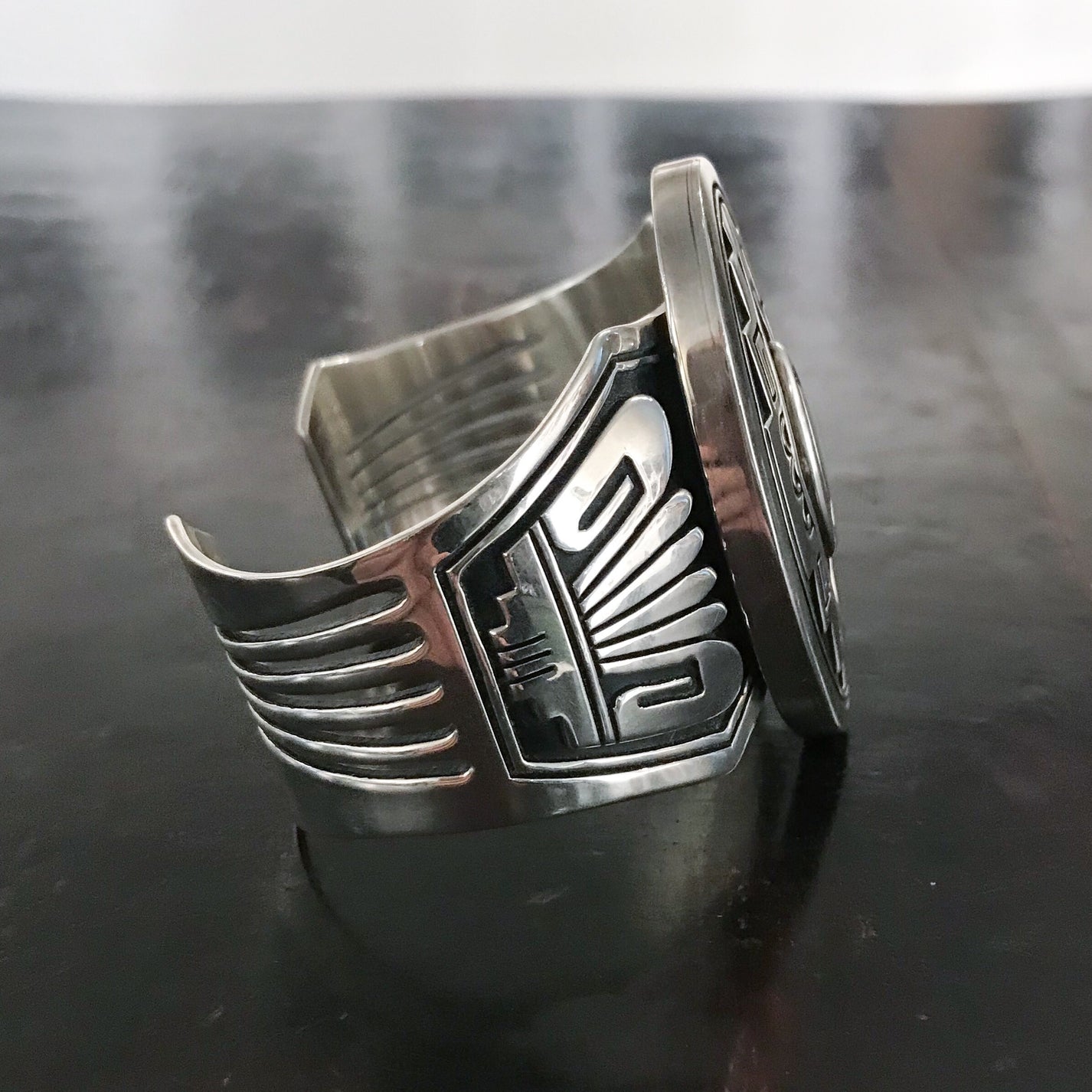 SOLD--Fantastic Vintage Large Cuff Sterling, Steven J Begay, Navajo c ...