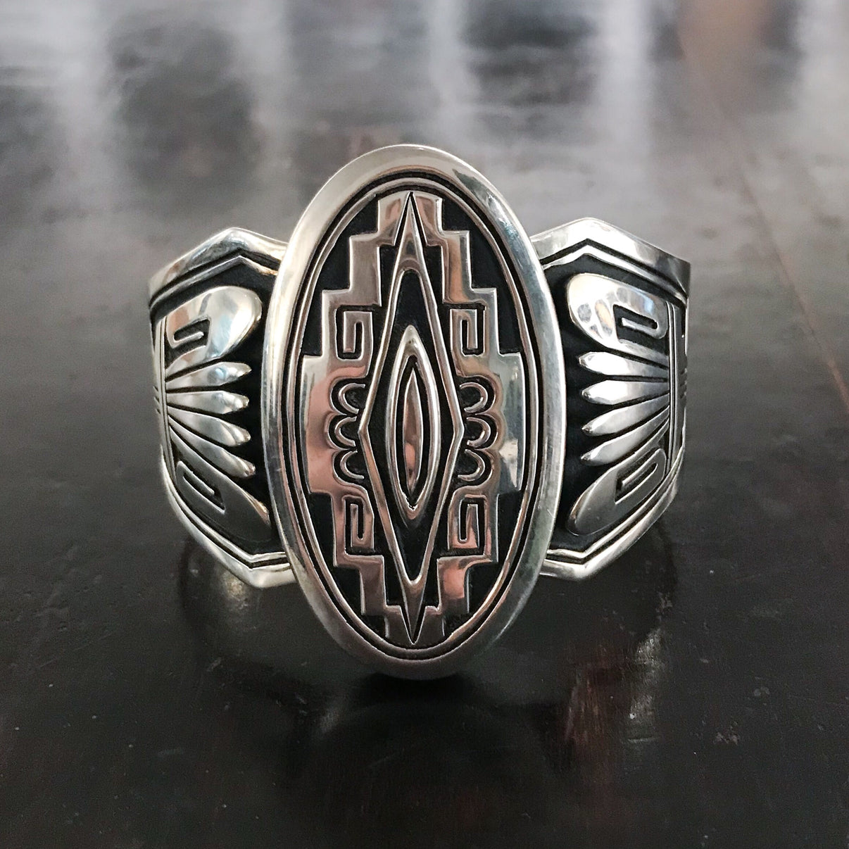 SOLD--Fantastic Vintage Large Cuff Sterling, Steven J Begay, Navajo c ...