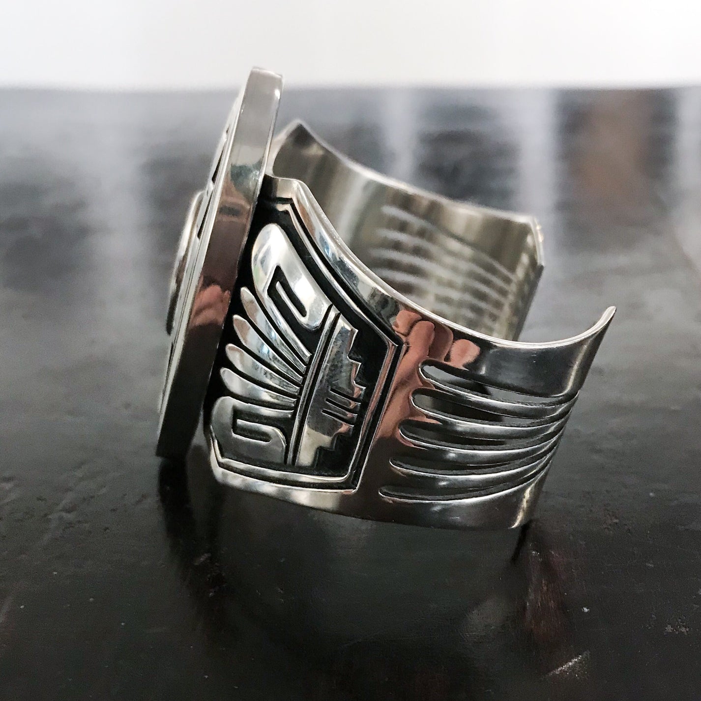 SOLD--Fantastic Vintage Large Cuff Sterling, Steven J Begay, Navajo c ...