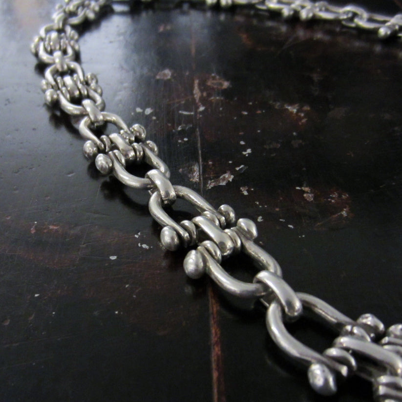 SOLD--Awesome, Heavy Horse Bit Link Chain Sterling, Mexico c. 1990 ...