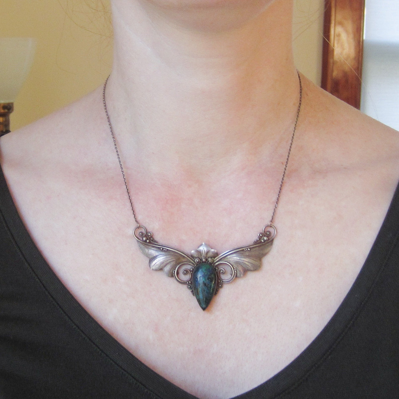 Vintage Art Nouveau Style Azurmalachite Necklace Sterling c. 1970 ...