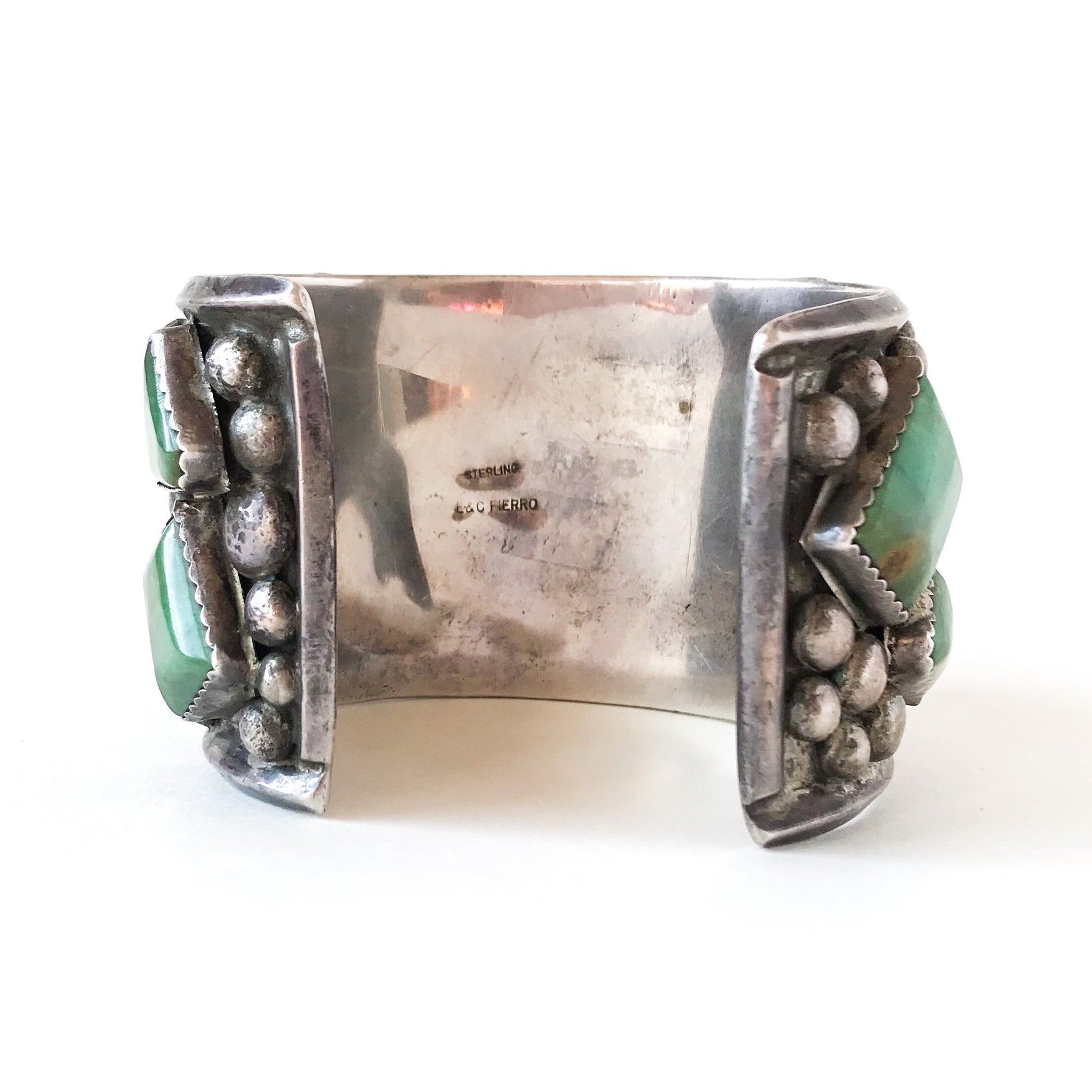 SOLD--MASSIVE Navajo Turquoise Cuff Sterling, E & C Fierro – Bavier Brook