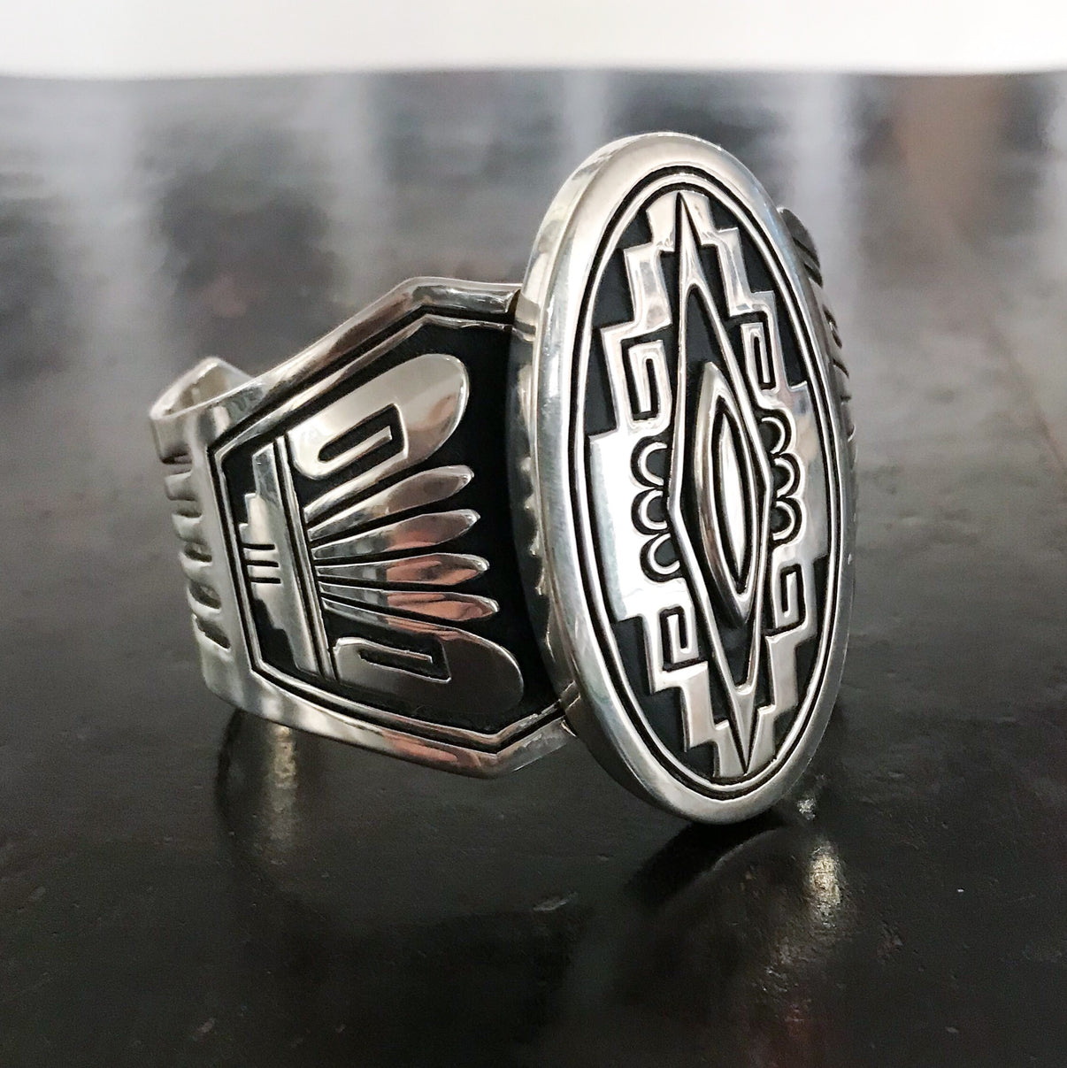 SOLD--Fantastic Vintage Large Cuff Sterling, Steven J Begay, Navajo c ...